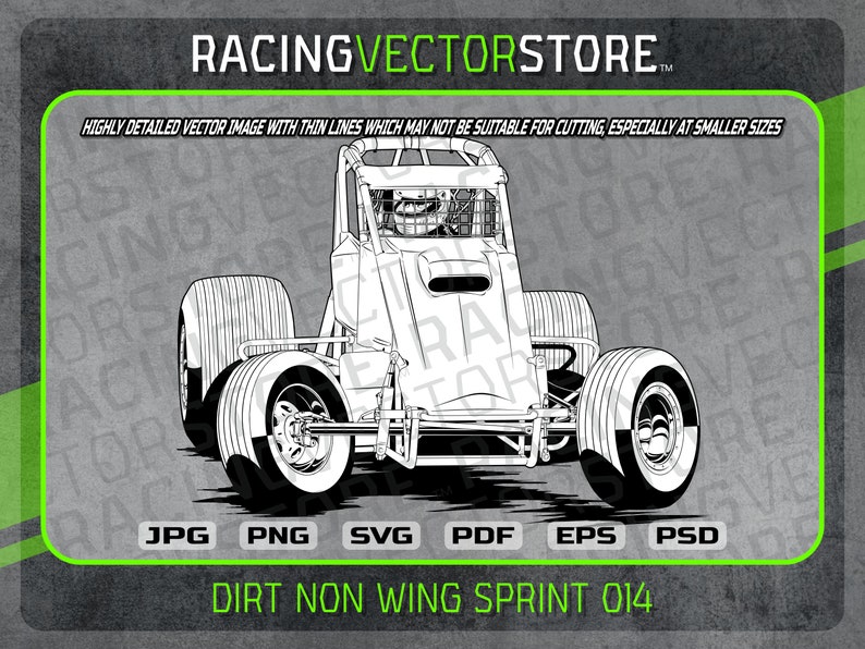 Dirt Track Sprint Car Race Car Highly Detailed Vector Image in - Etsy