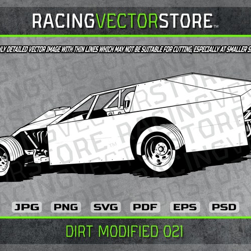 Dirt Modified Race Car Detailed Vector Image in .svg .ai .eps - Etsy