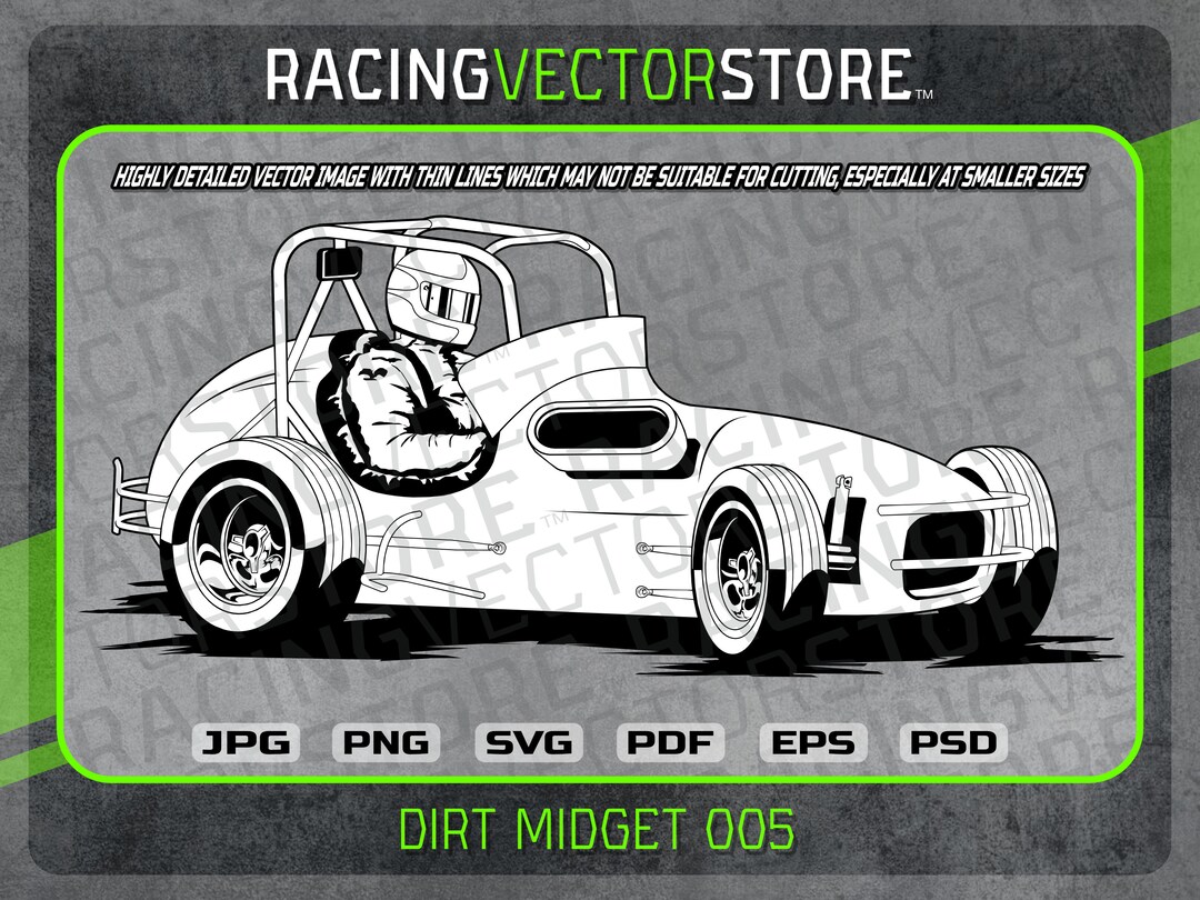 Dirt Track Midget Vintage Race Car Highly Detailed Vector Image in .svg ...