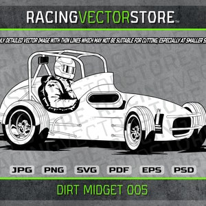 Dirt Track Midget Vintage Race Car Highly Detailed Vector Image in .svg ...
