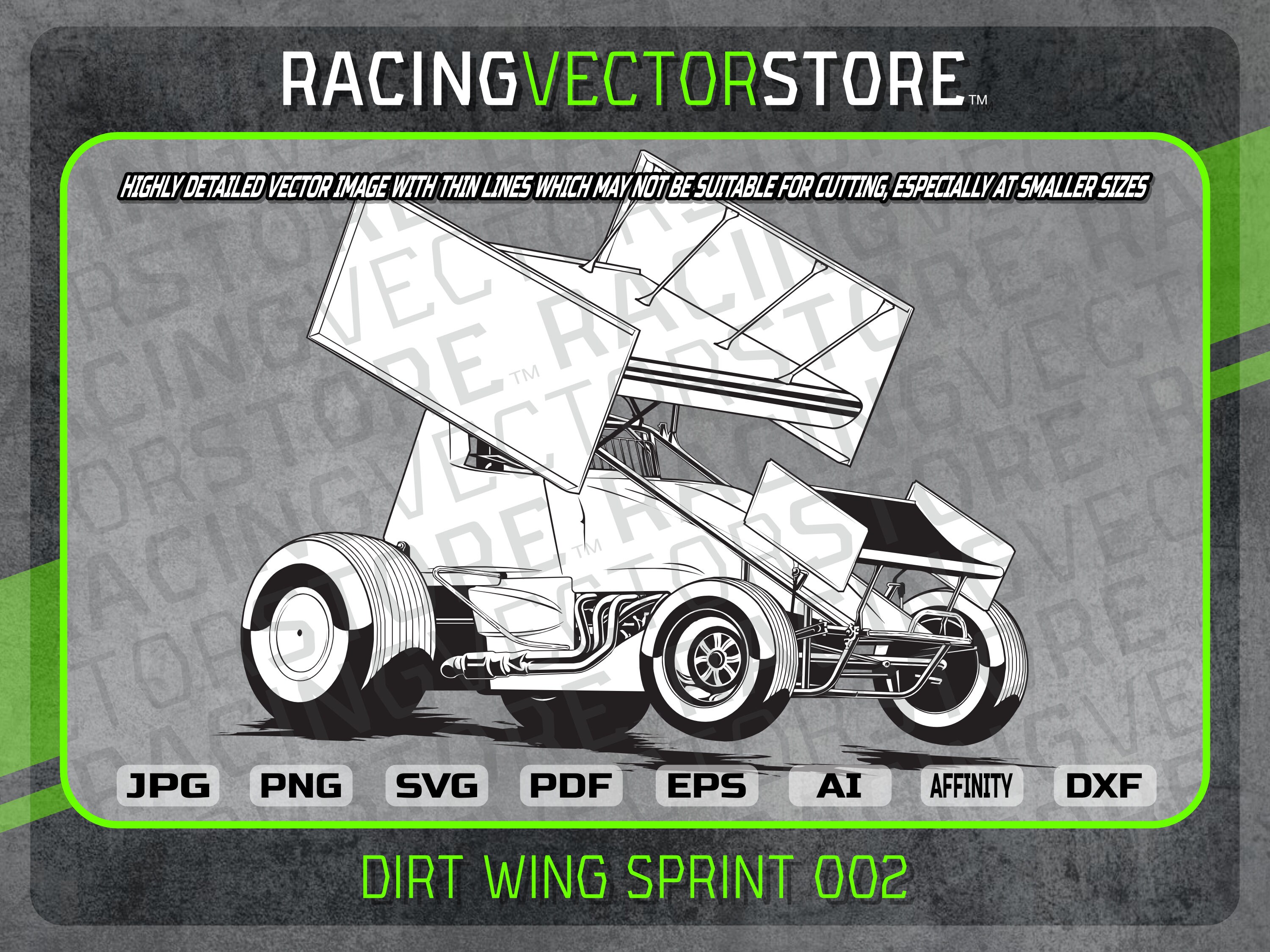 Winged Dirt Sprint Race Car Detailed Vector Image in .svg .ai .eps .pdf ...