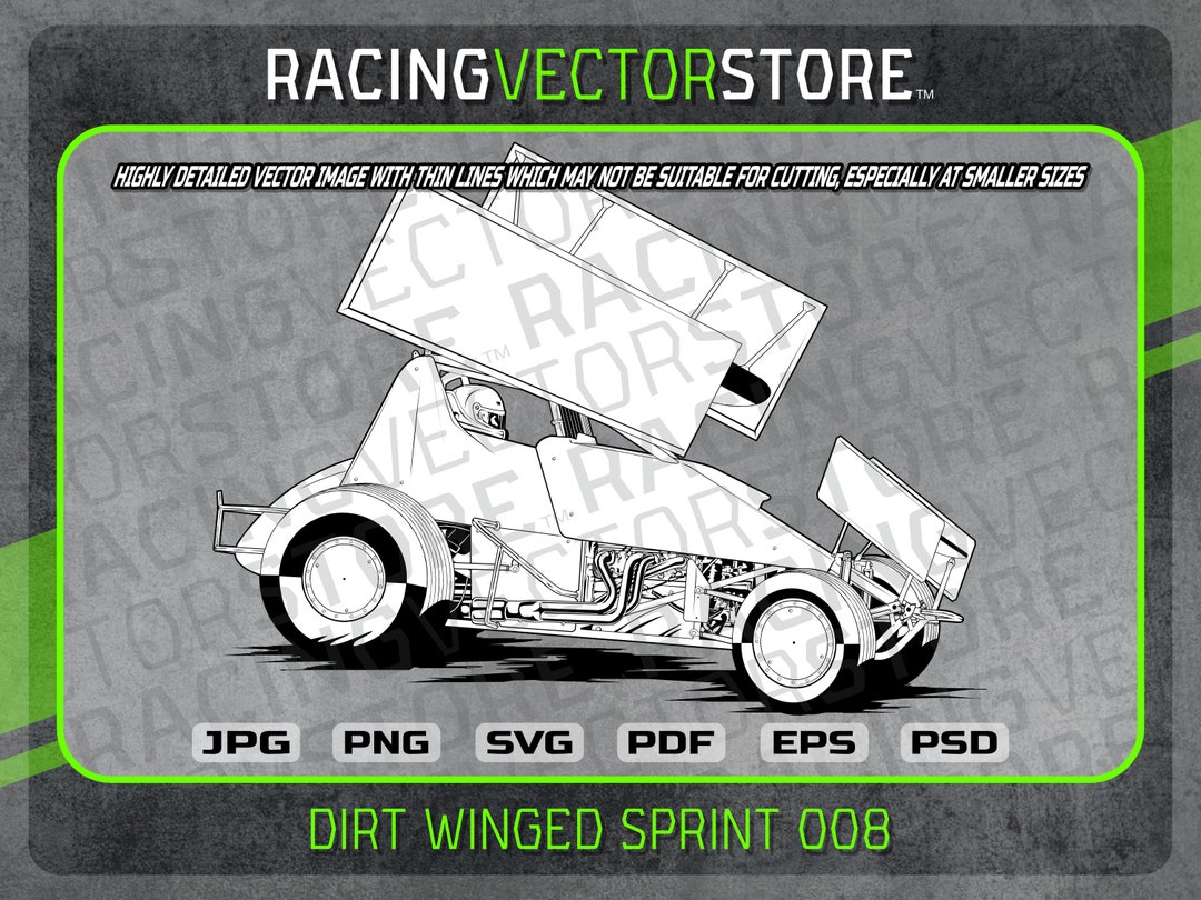 Dirt Track Winged Sprint Car Race Car Highly Detailed Vector Image in ...
