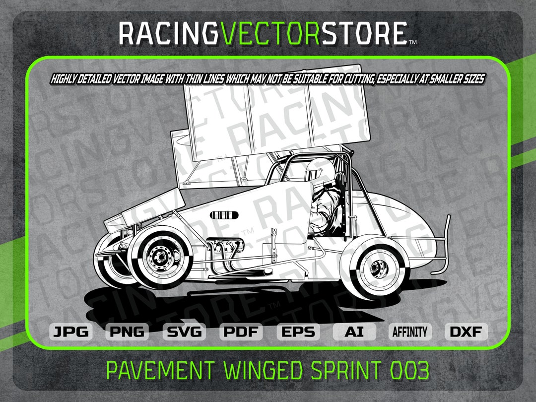 Pavement Winged Sprint Race Car Highly Detailed Vector Image in .svg ...