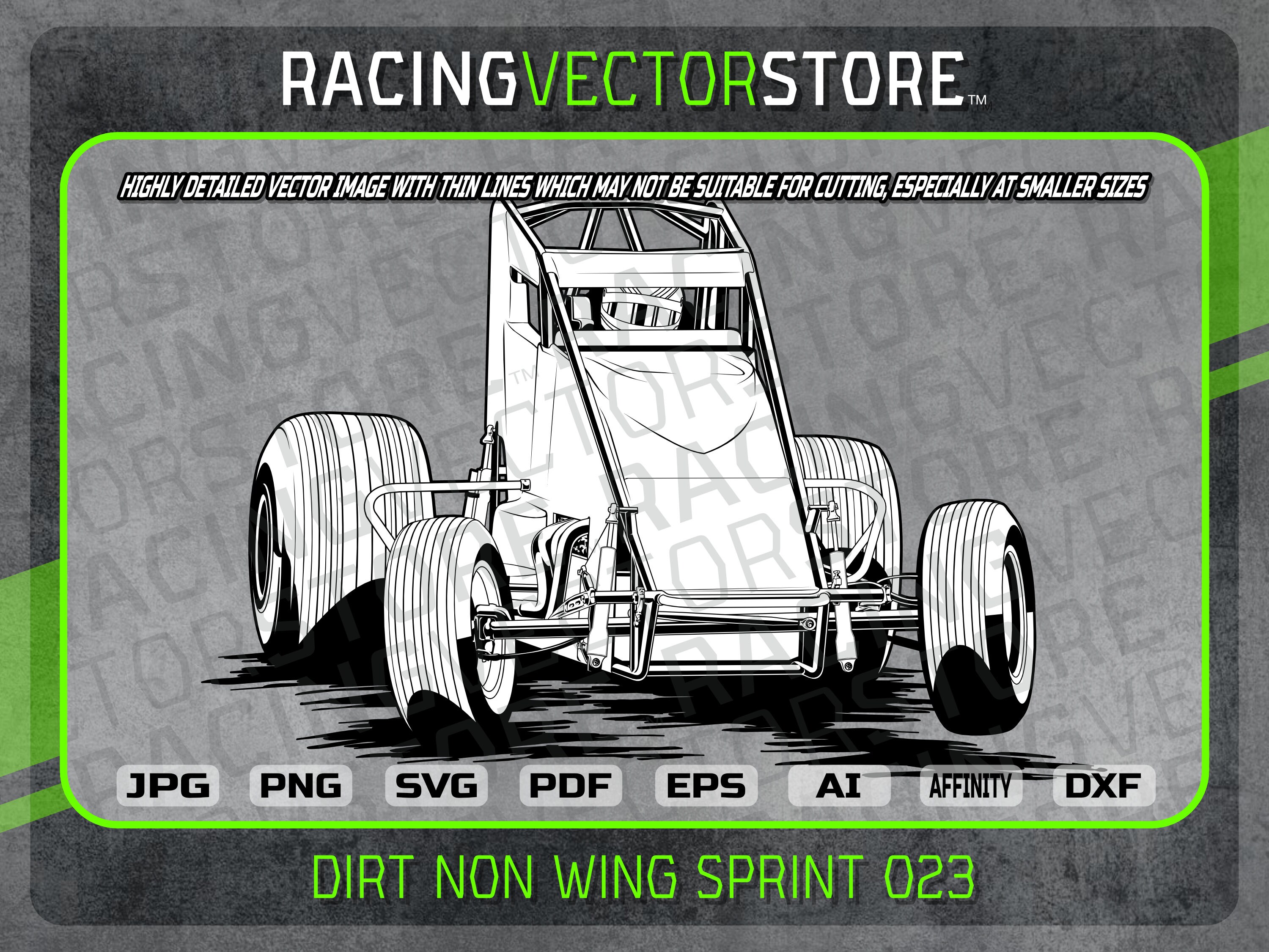 Dirt Non Wing Sprint Race Car Highly Detailed Vector Image in .svg .eps ...
