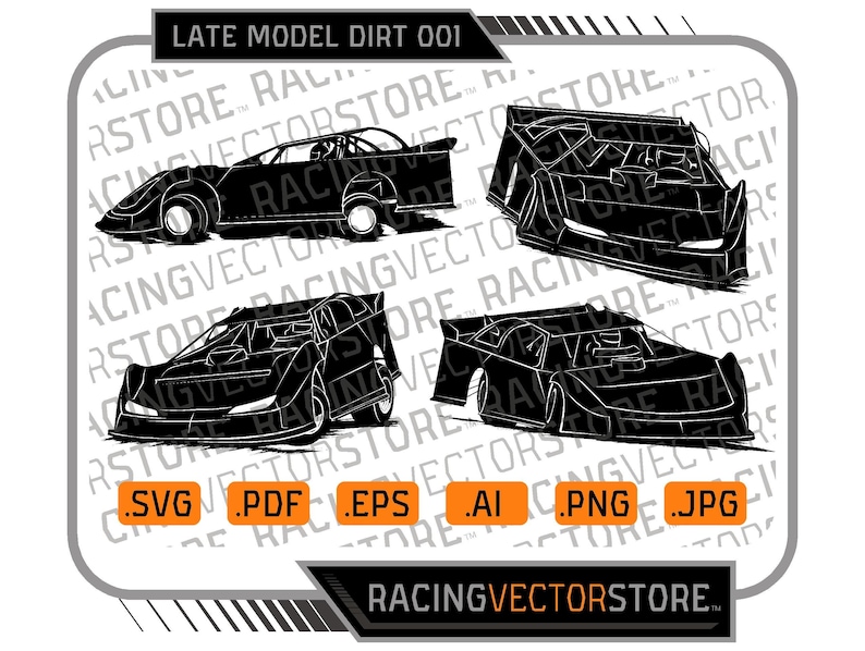 Late Model Dirt Race Car Vector Clipart Images in .svg. Eps. .pdf .jpg ...