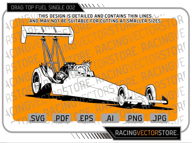 Drag Racing Top Fuel Dragster Race Car Highly Detailed Image in .svg ...