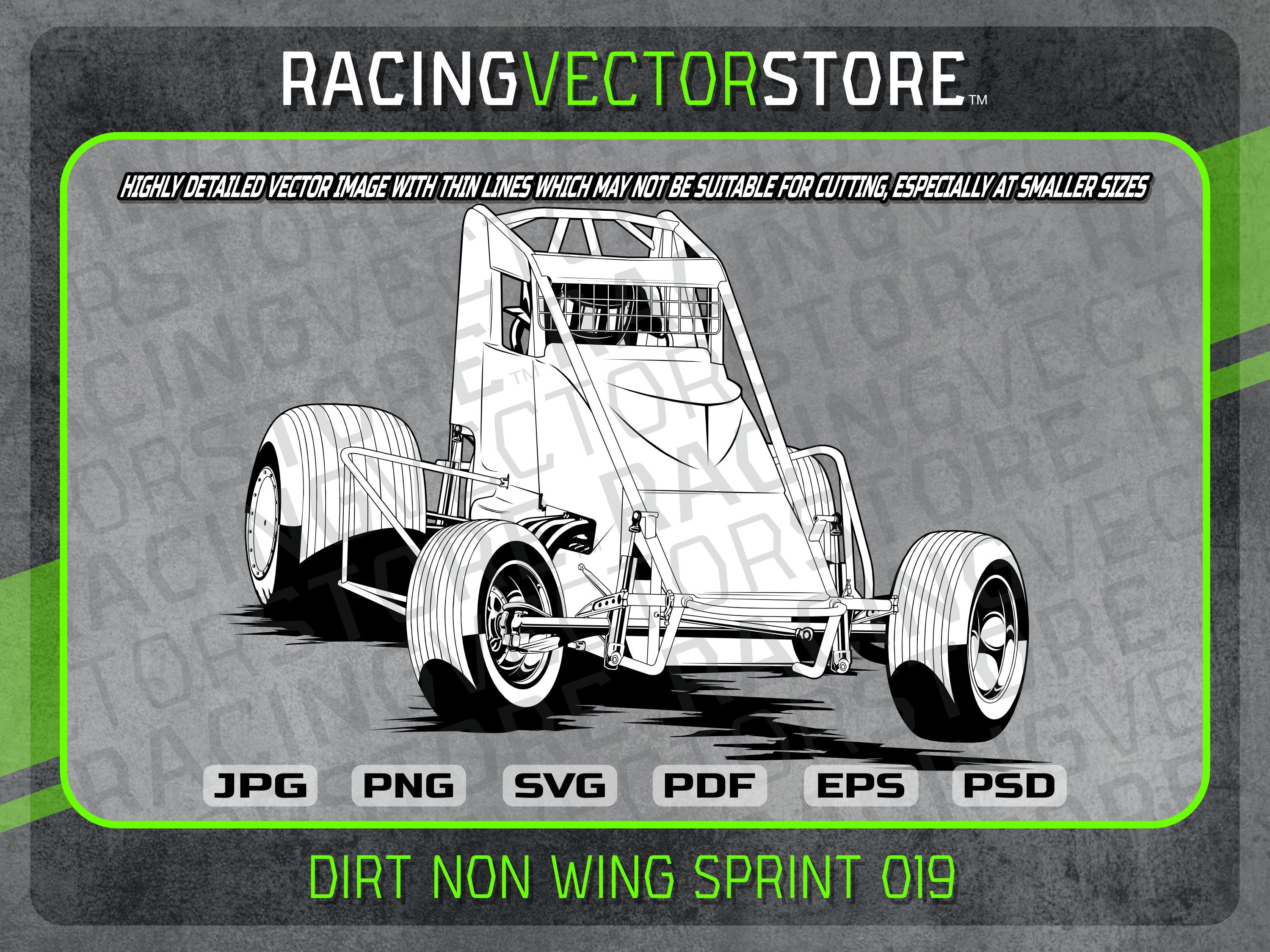 Dirt Non Wing Sprint Car Highly Detailed Vector Image in .svg .eps .pdf ...
