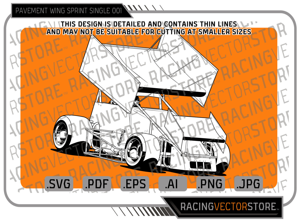 Pavement Winged Sprint Car Race Car Highly Detailed Image in .svg .ai ...