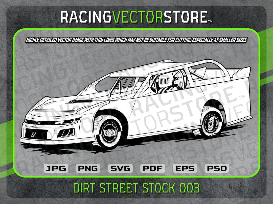 Dirt Super Street Stock Race Car Highly Detailed Image in .svg .ai .eps ...