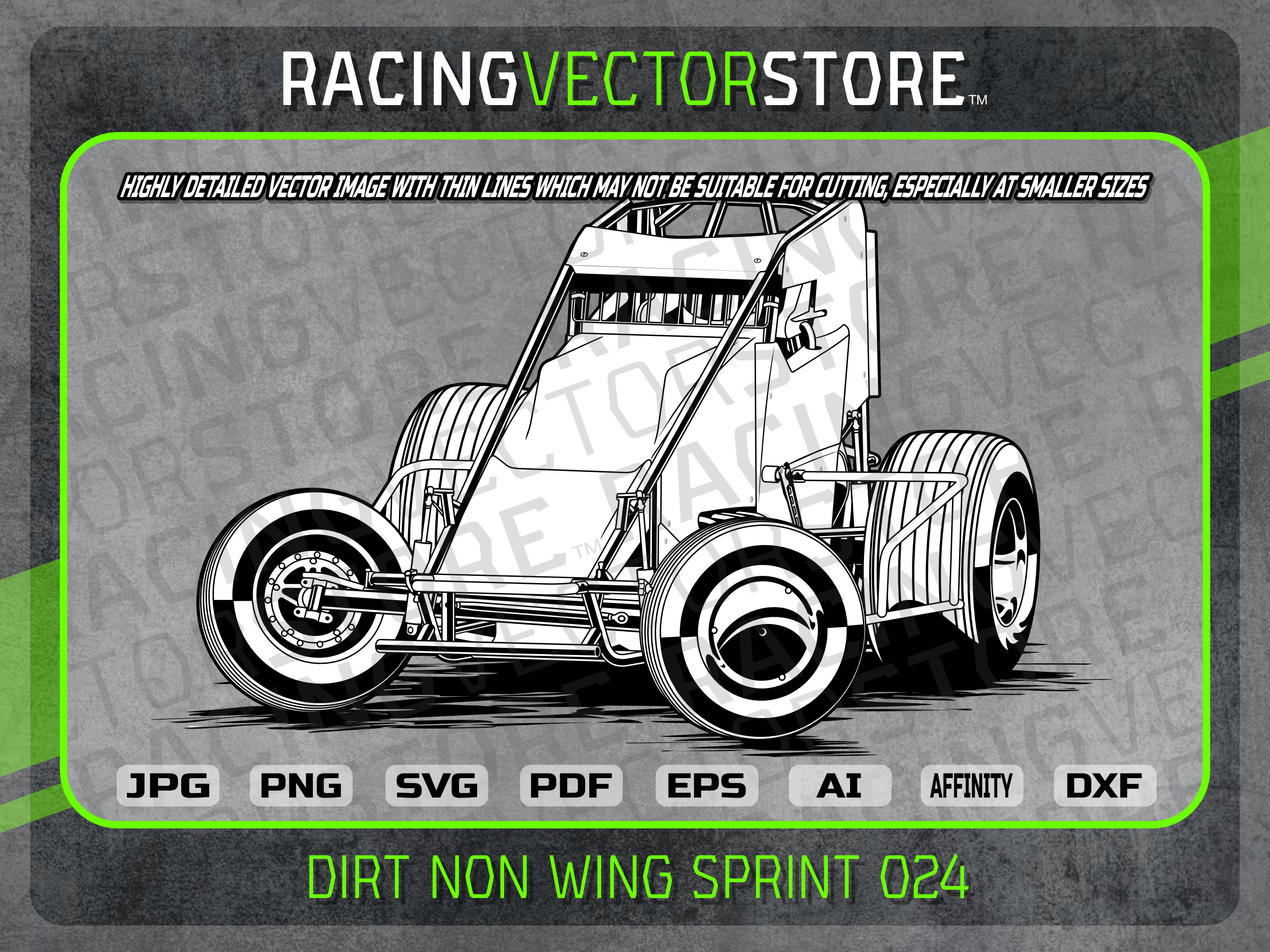 Dirt Non Wing Sprint Race Car Highly Detailed Vector Image in .svg .eps ...