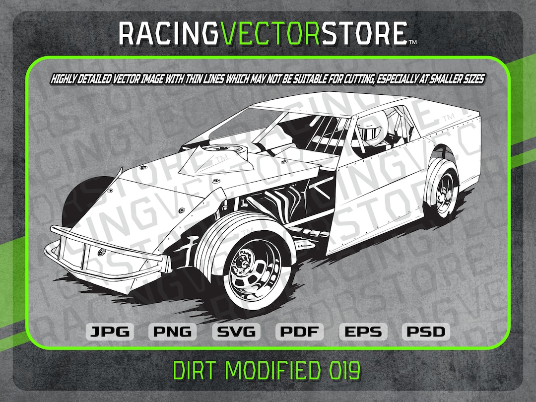 Dirt Track Modified Vintage Race Car Highly Detailed Vector Image in ...