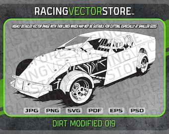 Dirt Track Modified Race Car Highly Detailed Vector Image in - Etsy
