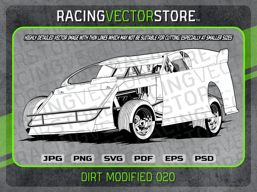 Dirt Track Modified Race Car Highly Detailed Vector Image in .svg .eps ...