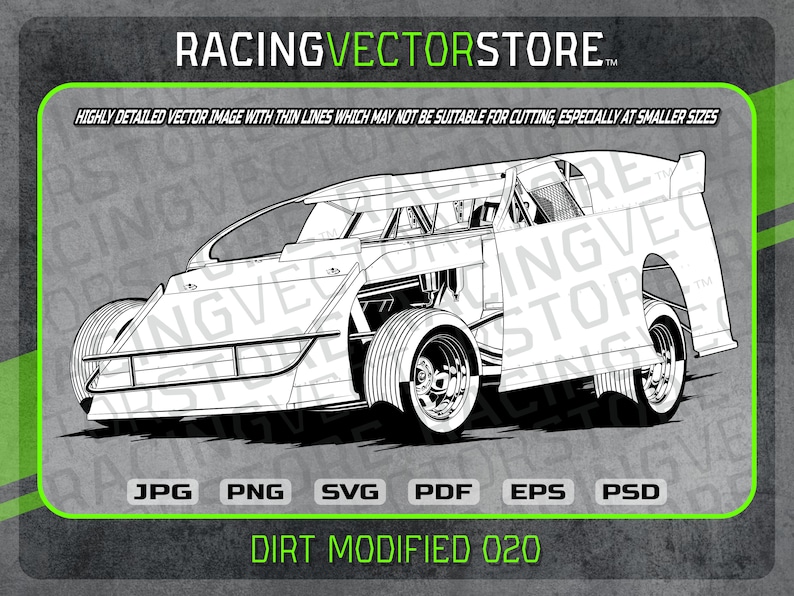 Dirt Track Modified Race Car Highly Detailed Vector Image in .svg .eps ...