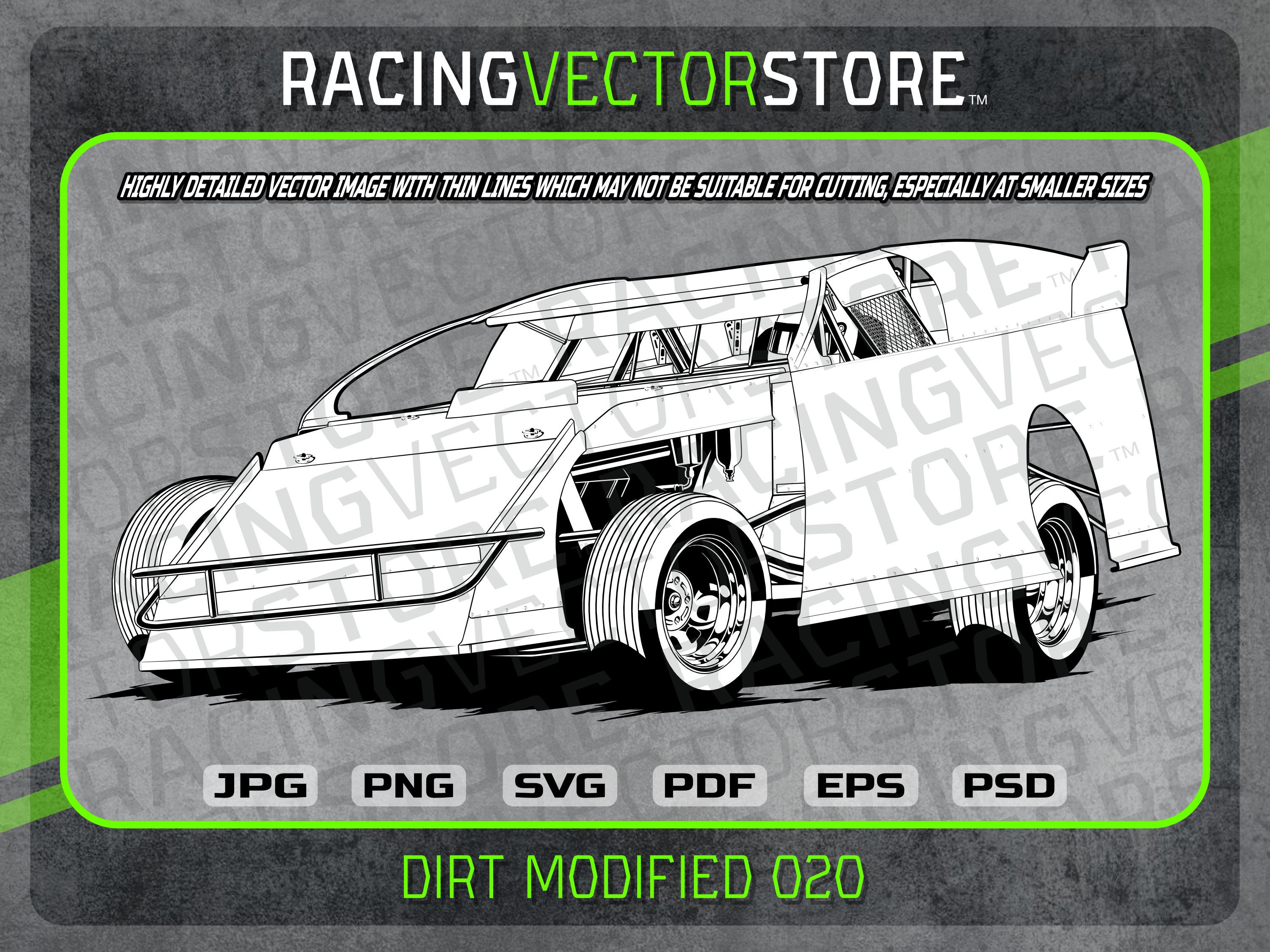 Dirt Track Modified Race Car Highly Detailed Vector Image in .svg .eps ...