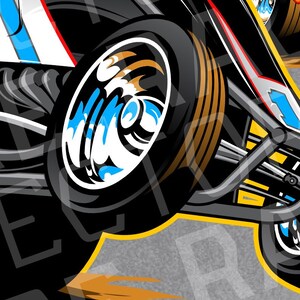 Cartoon Non Wing Sprint Car Race Car Highly Detailed FULL COLOR Clip ...