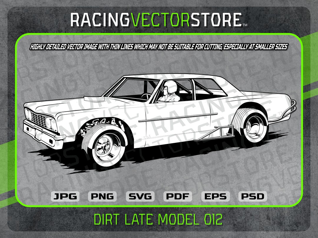 Dirt Late Model Vintage Race Car Highly Detailed Vector Image in .svg ...
