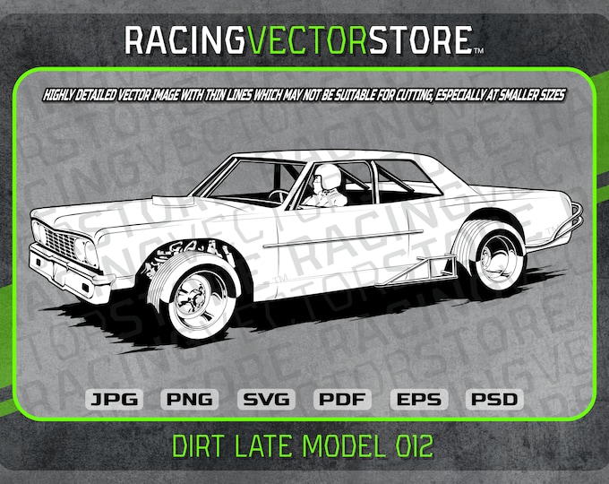 Dirt Late Model Race Car Highly Detailed Vector Image in .svg .ai .pdf ...
