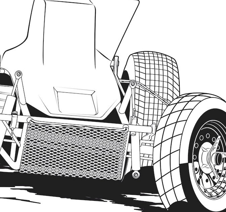 Dirt Track Sprint Car Vintage 1970's Race Car Highly Detailed Vector ...