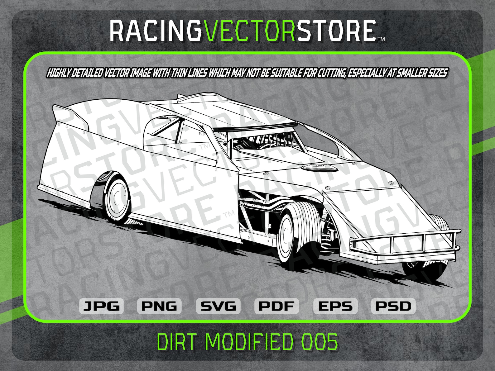 Dirt Modified Race Car Highly Detailed Image in .svg .ai .eps .pdf .png ...
