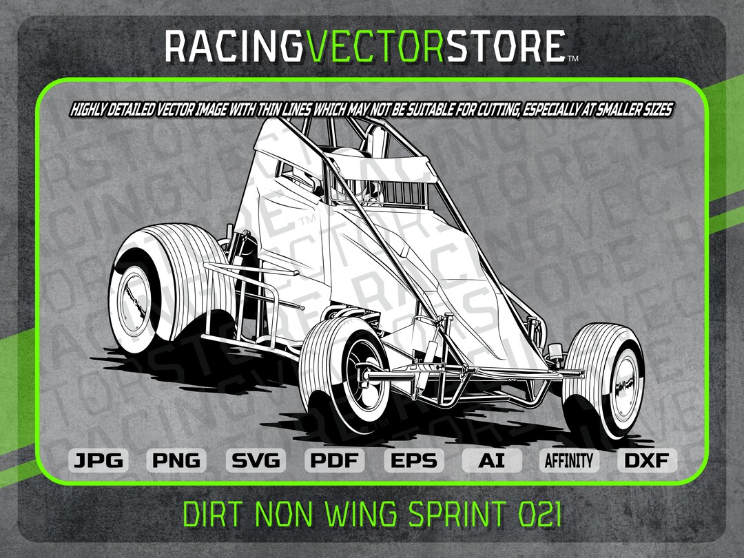 Dirt Non Wing Sprint Race Car Highly Detailed Vector Image in .svg .eps ...