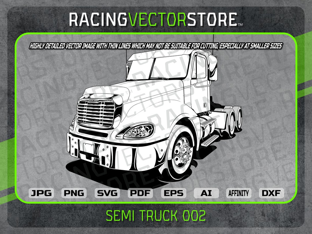 Semi Truck Highly Detailed Image in .svg .ai .eps .pdf .png .jpg .dxf ...