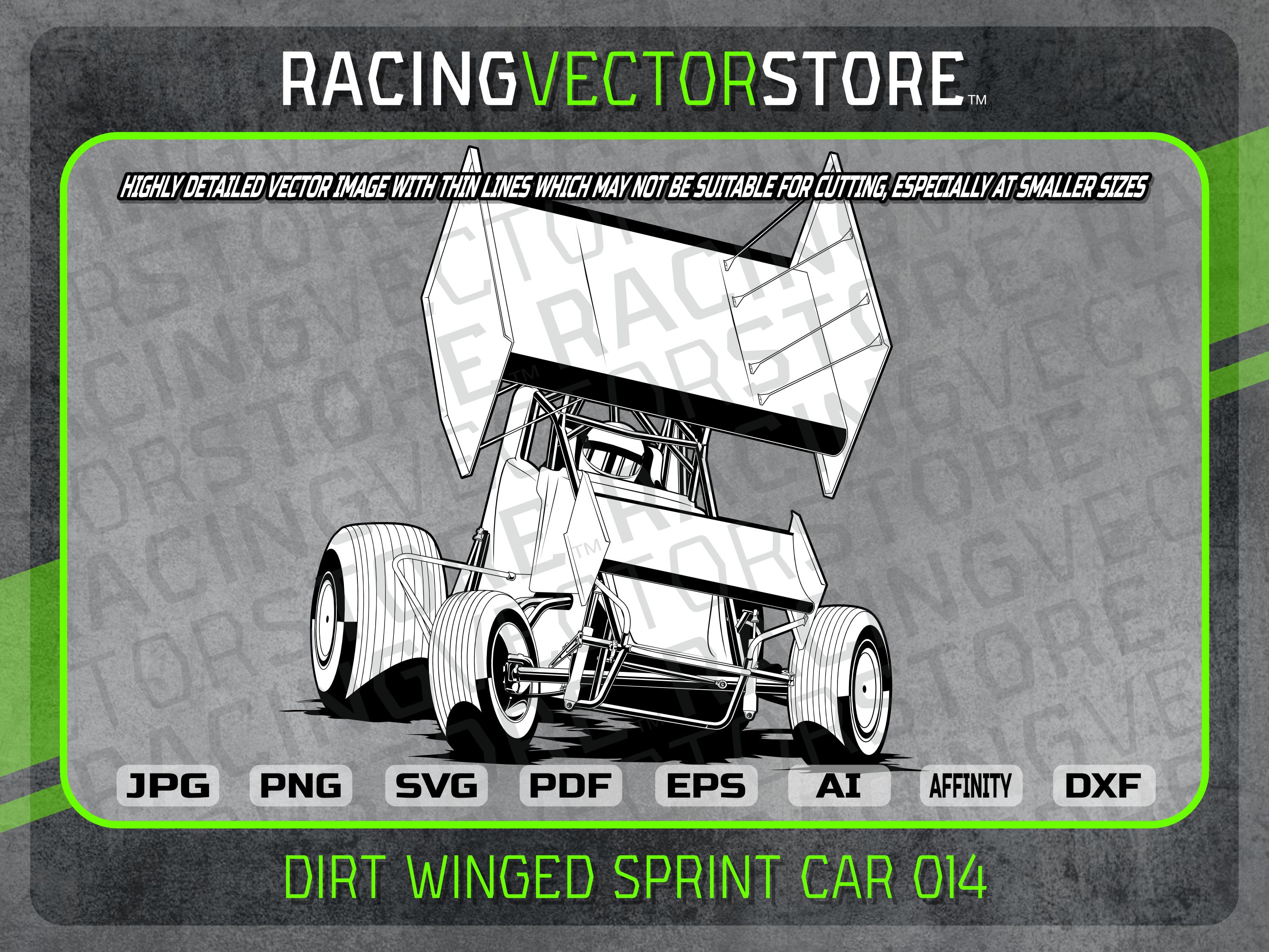 Dirt Winged Sprint Race Car Highly Detailed Vector Image in .svg .eps ...