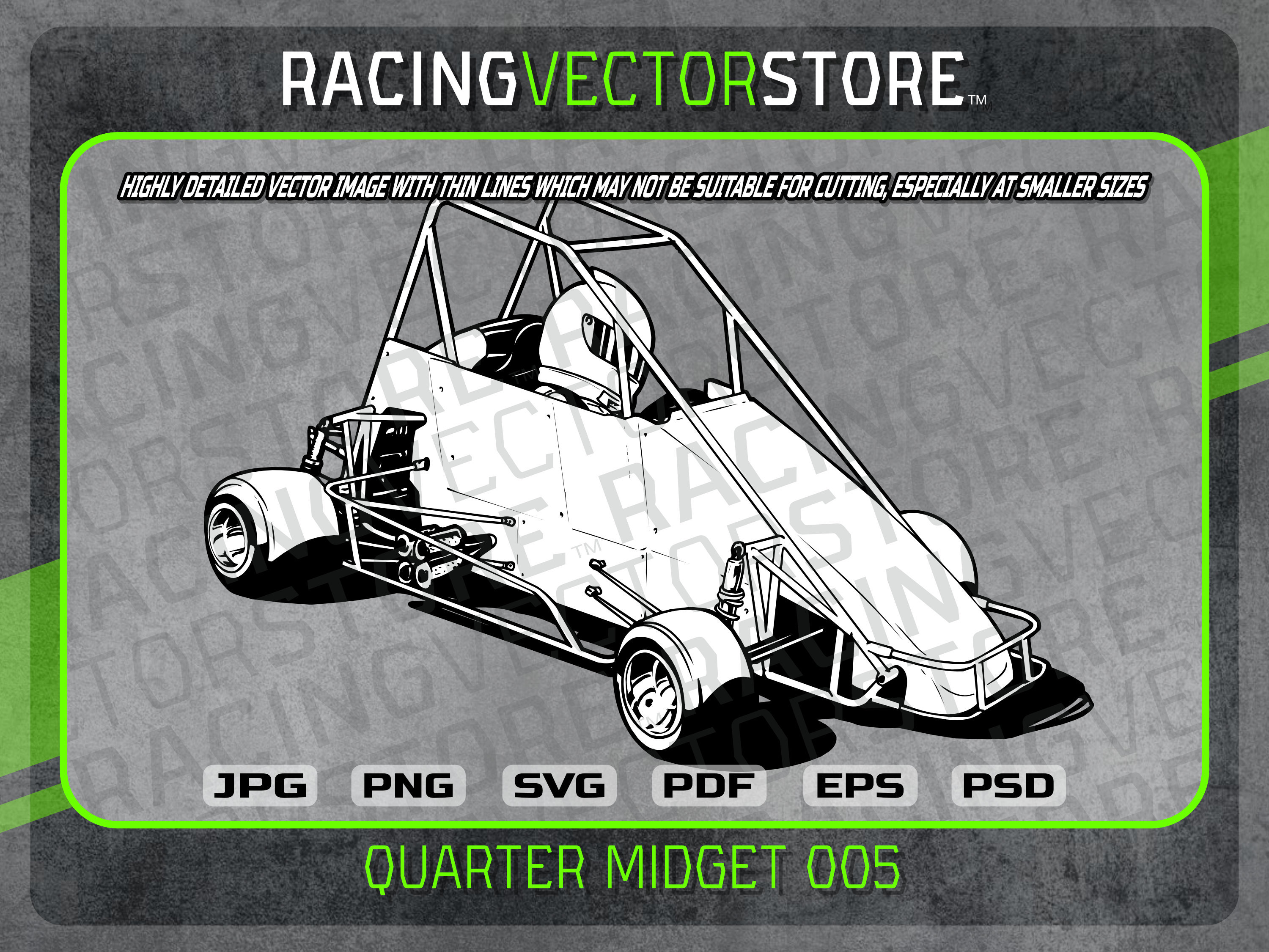 Quarter Midget Race Car Highly Detailed Vector Clipart Image in .svg ...