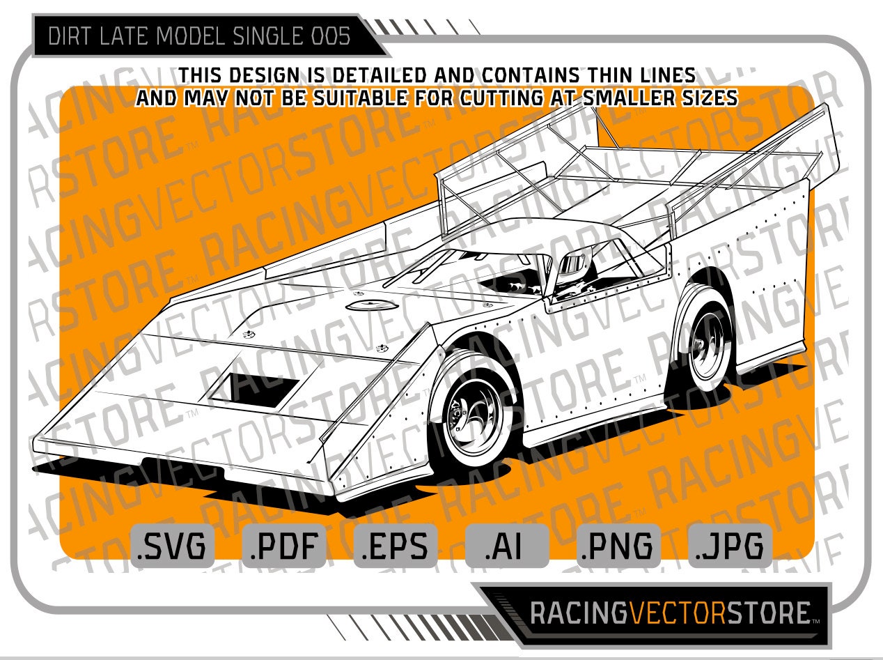 Dirt Late Model Vintage Wedge Race Car Highly Detailed Image in .svg ...