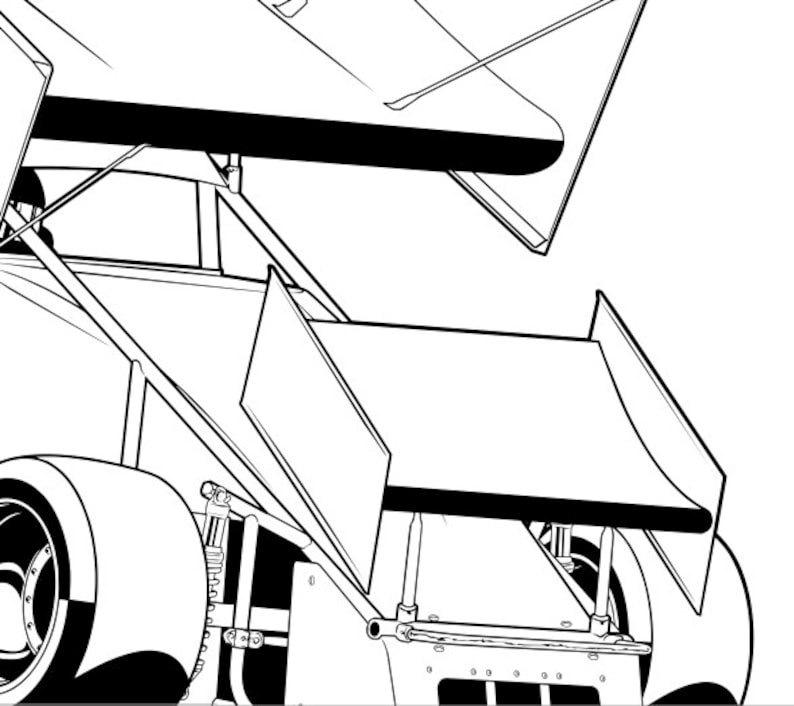 Pavement Winged Sprint Car Race Car Highly Detailed Image in .svg .ai ...