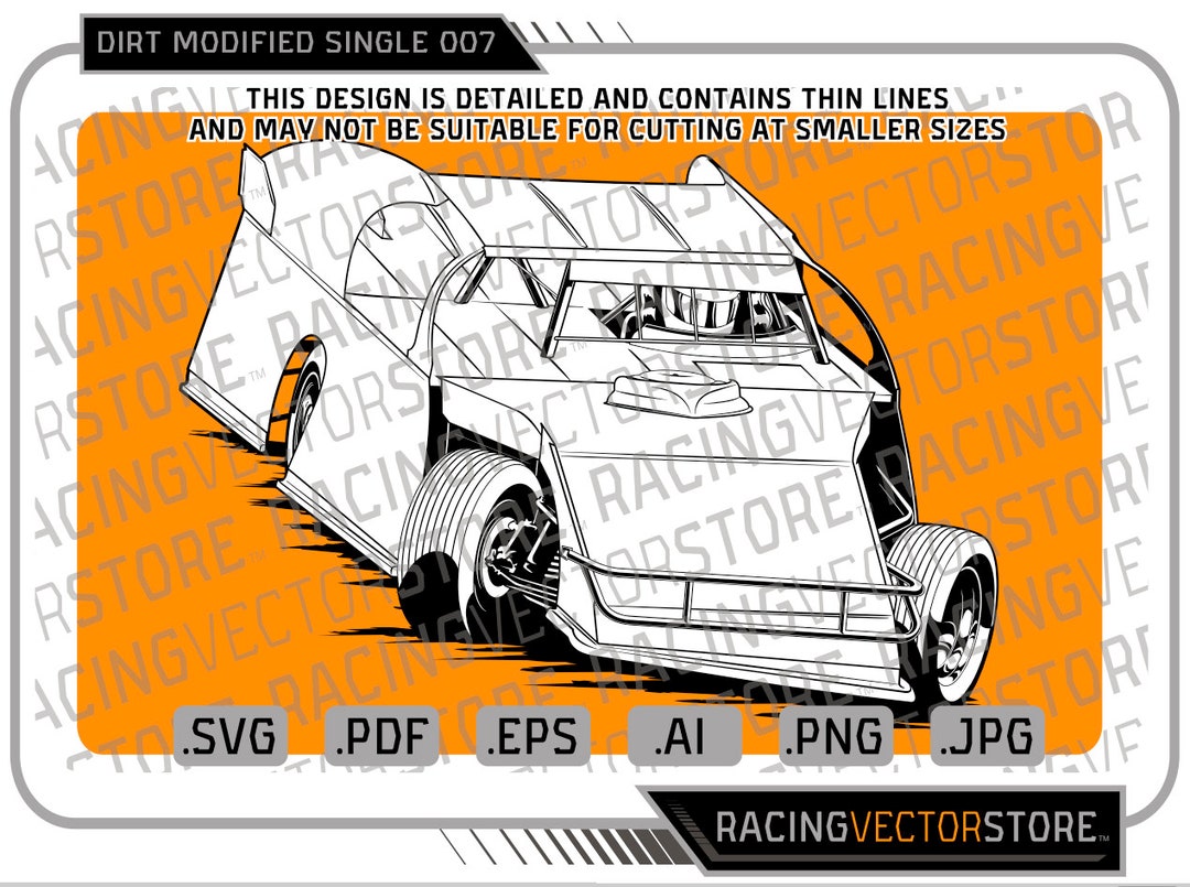Dirt Modified Race Car Highly Detailed Image in .svg .ai .eps - Etsy