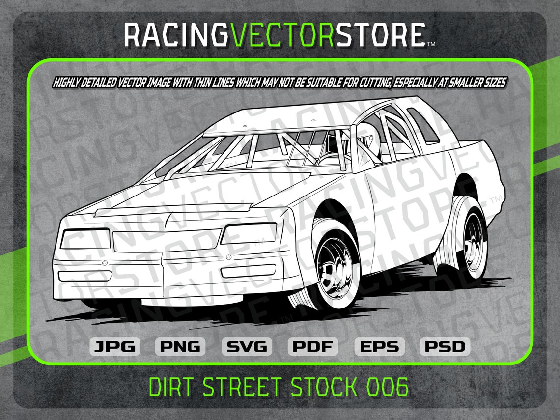 Dirt Track Street Stock Race Car Highly Detailed Vector Image in .svg ...