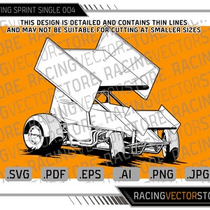 Dirt Track Winged Sprint Car Race Car Highly Detailed Image in .svg .ai ...