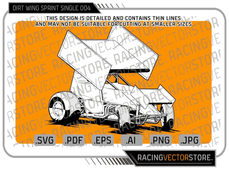 Dirt Track Winged Sprint Car Race Car Highly Detailed Image in .svg .ai ...