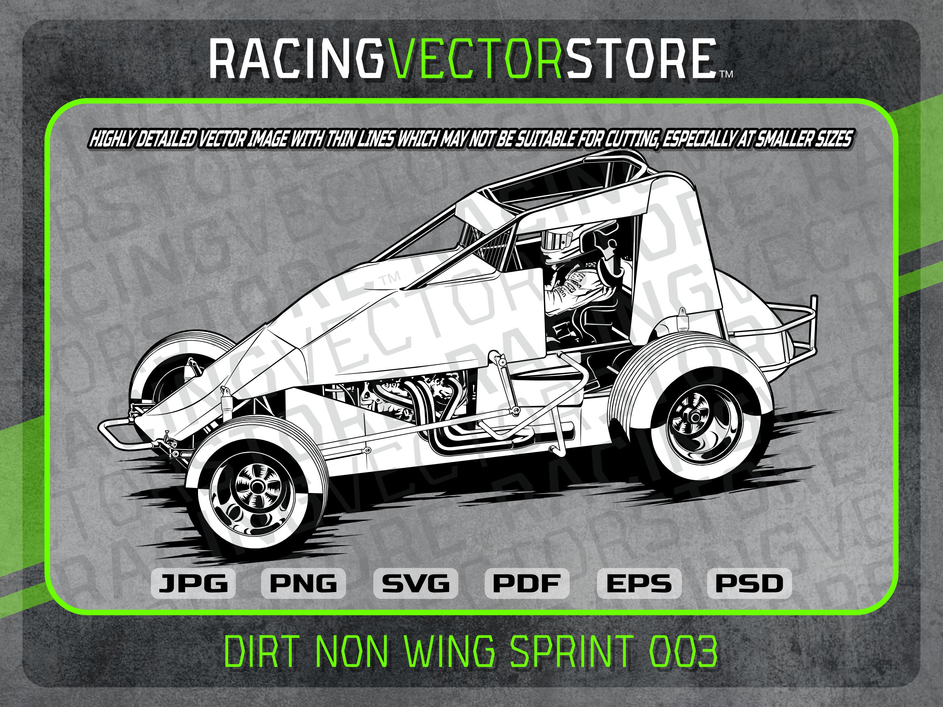 Dirt Non Wing Sprint Car Highly Detailed Image in .svg .ai .eps .pdf ...