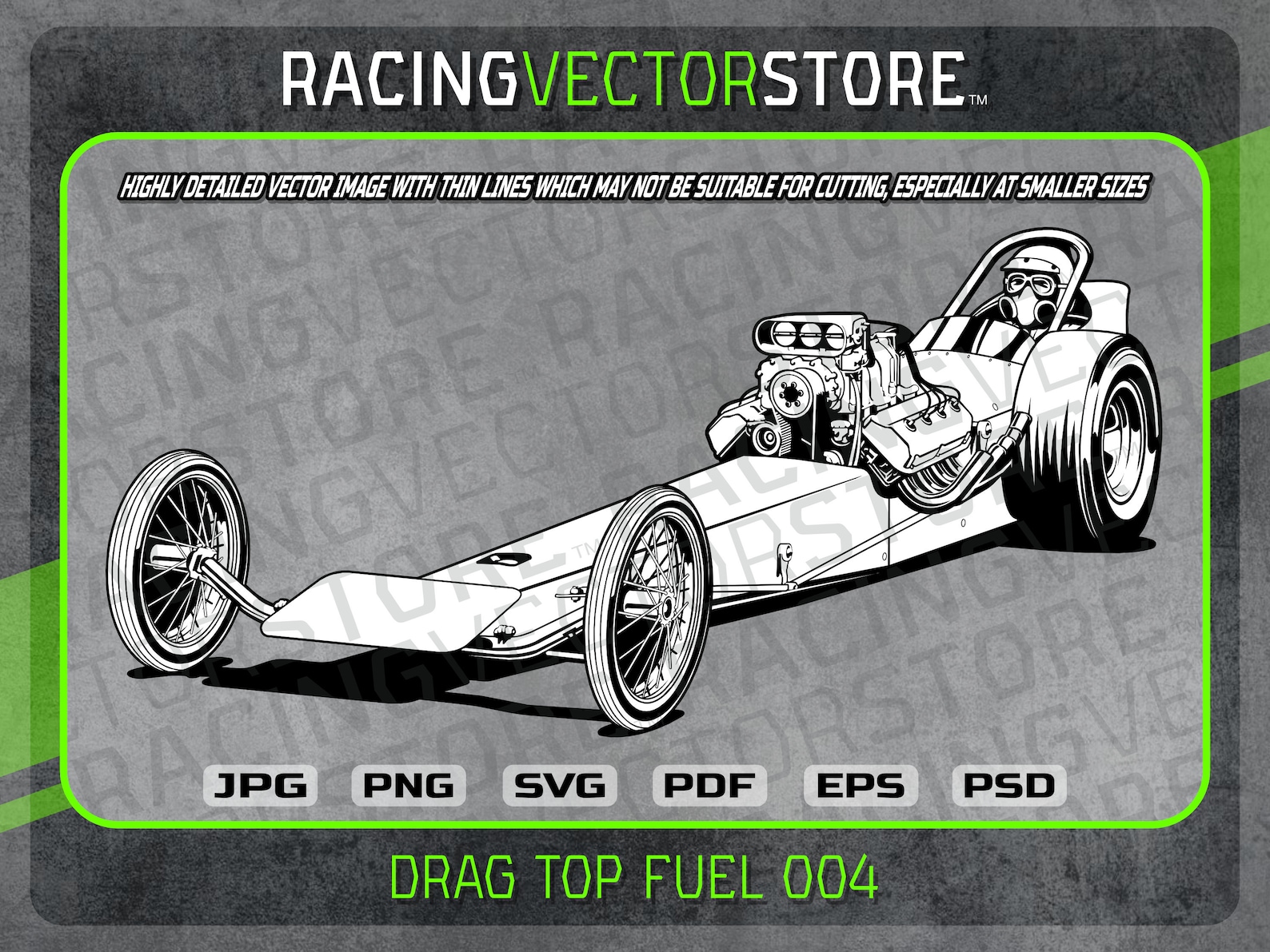 Drag Racing Vintage Top Fuel Dragster Race Car Highly Detailed Image in ...