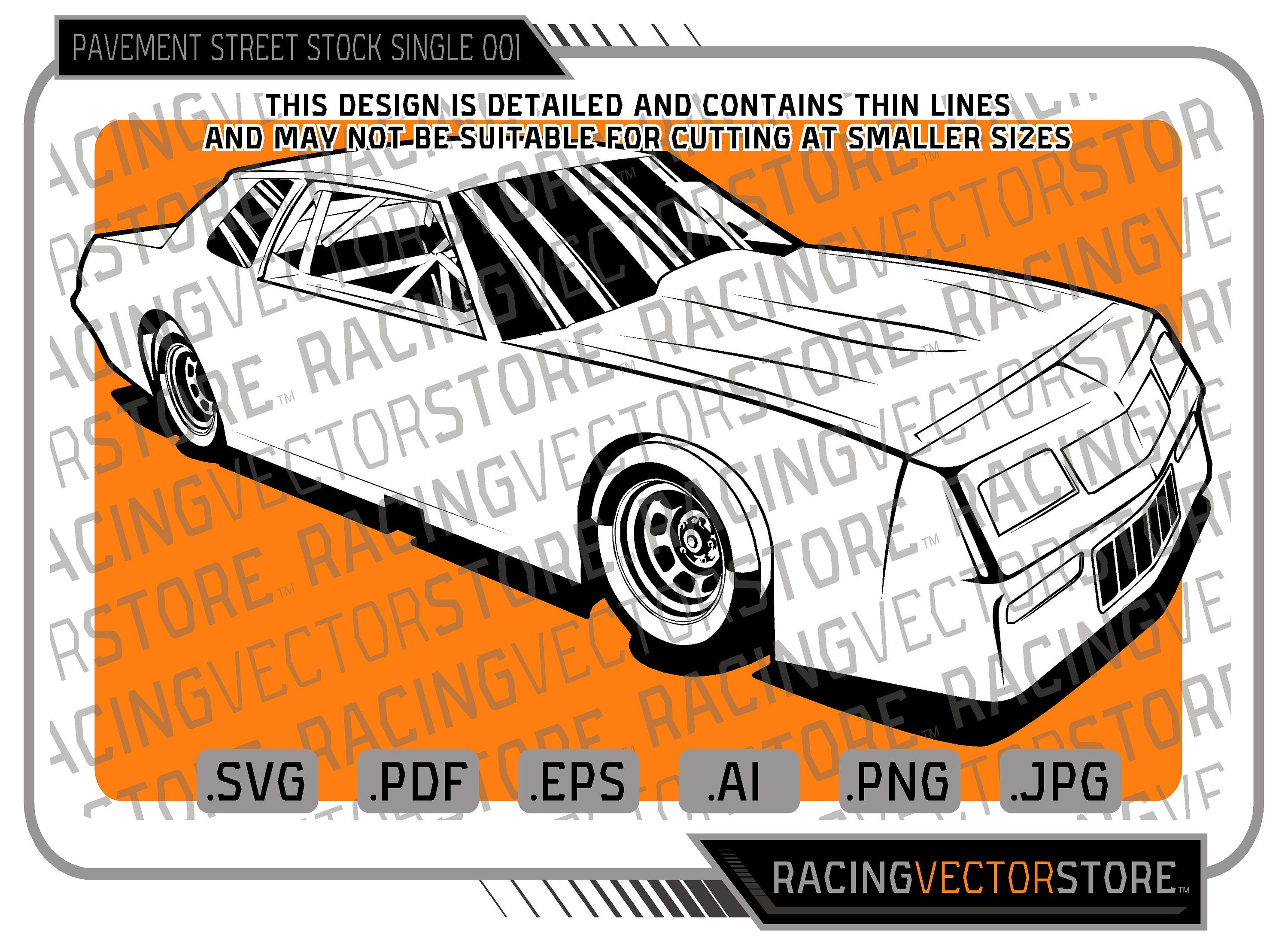Pavement Street Stock Race Car Highly Detailed Vector Image In Svg Ai Pdf Eps Png Etsy