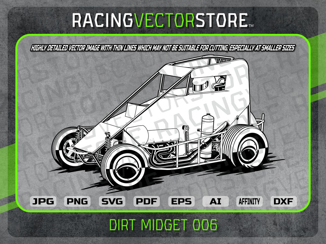 Dirt Midget Race Car Highly Detailed Vector Image in .svg .eps .pdf ...