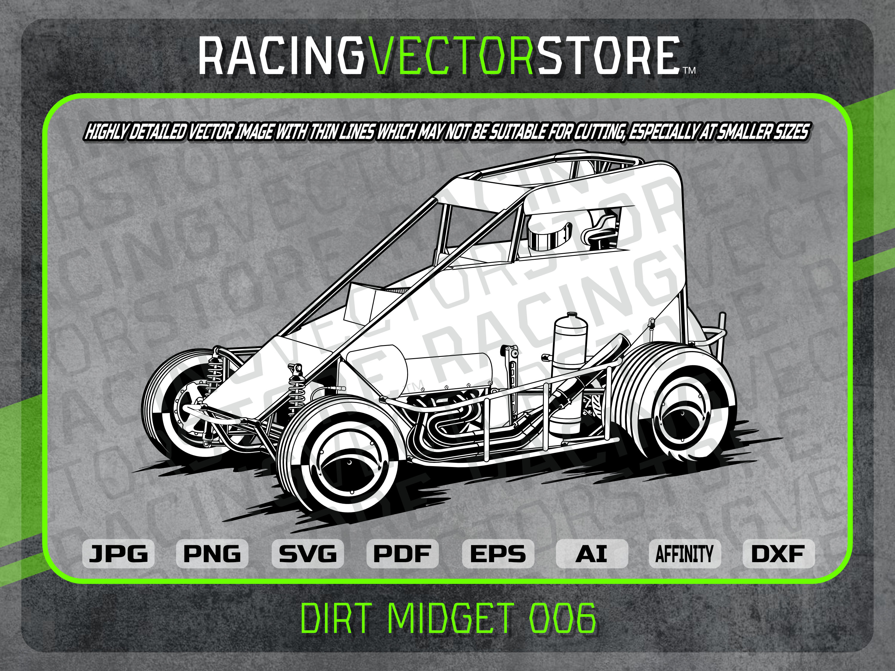 Dirt Midget Race Car Highly Detailed Vector Image in .svg .eps .pdf ...
