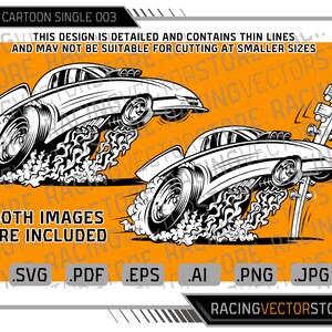 Drag Racing Cartoon Funny Car Race Car Highly Detailed Image in .svg ...