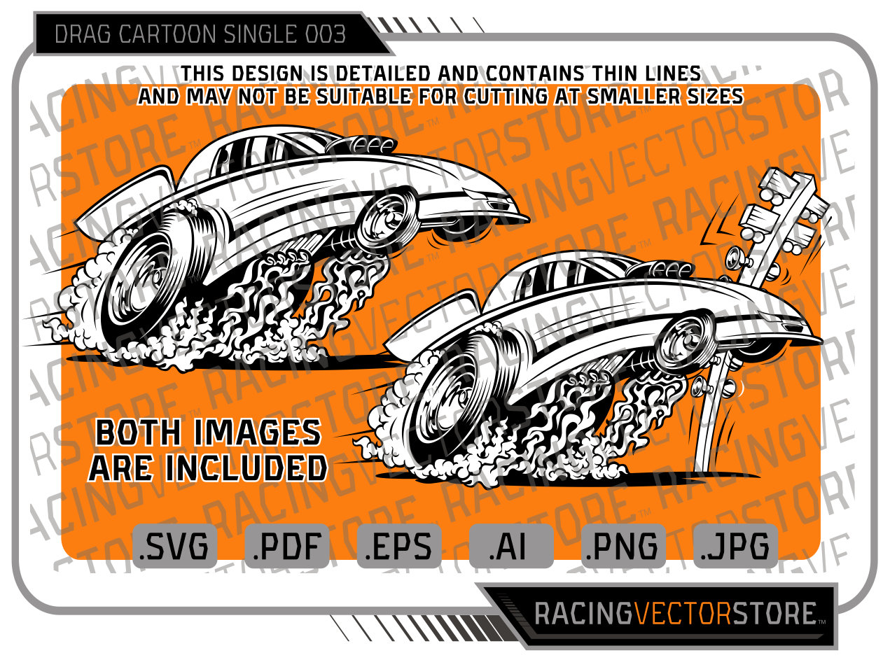 Drag Racing Cartoon Funny Car Race Car Highly Detailed Image in .svg ...