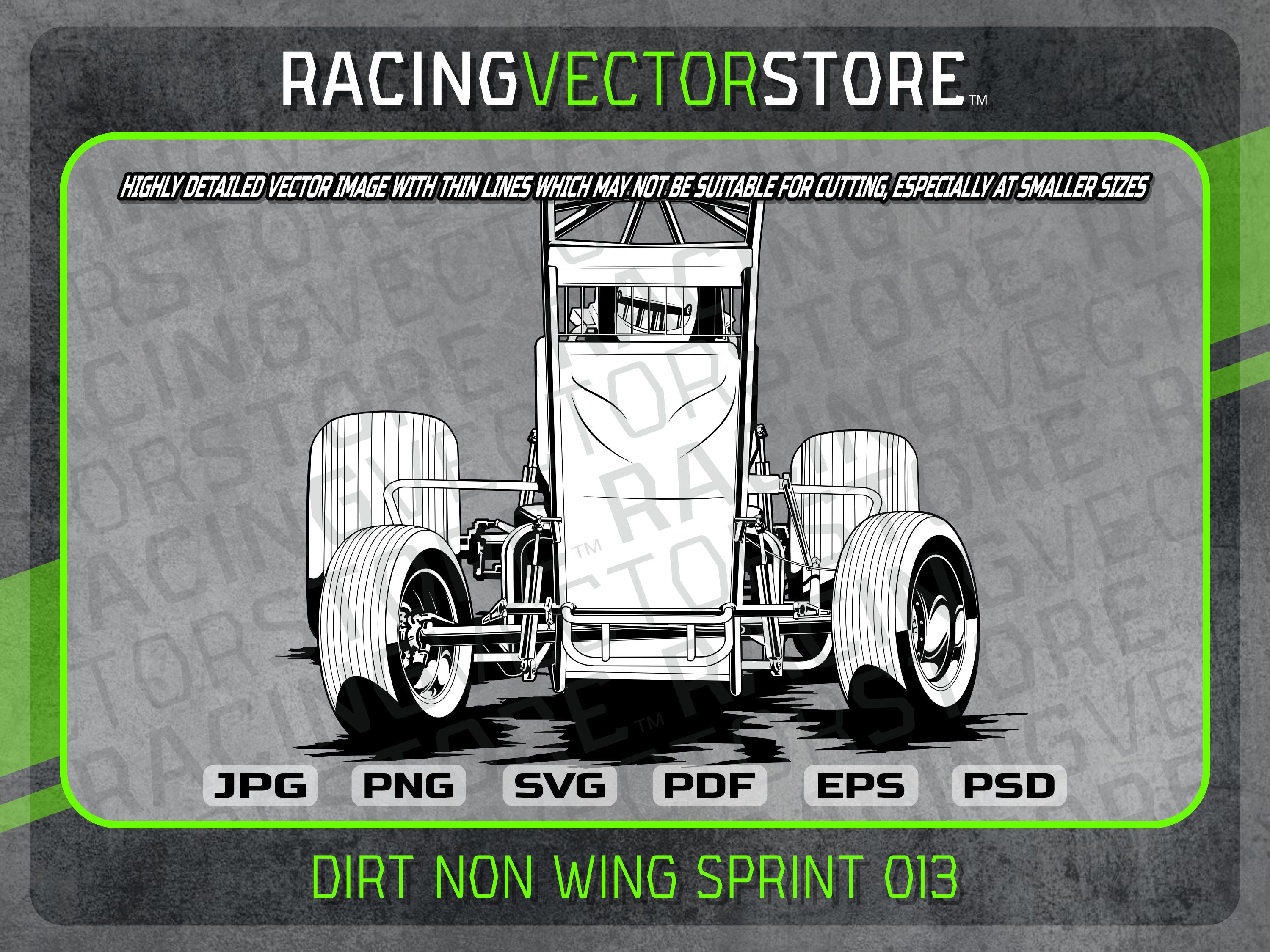 Dirt Track Sprint Car Race Car Highly Detailed Vector Image in .svg ...