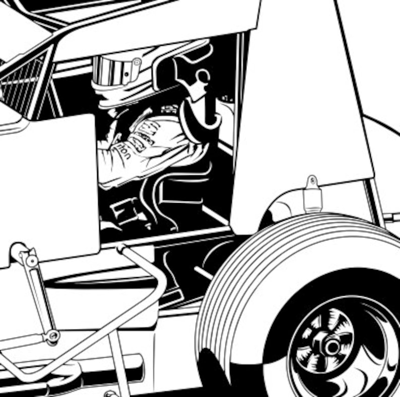 Dirt Non Wing Sprint Car Highly Detailed Image in .svg .ai .eps .pdf ...