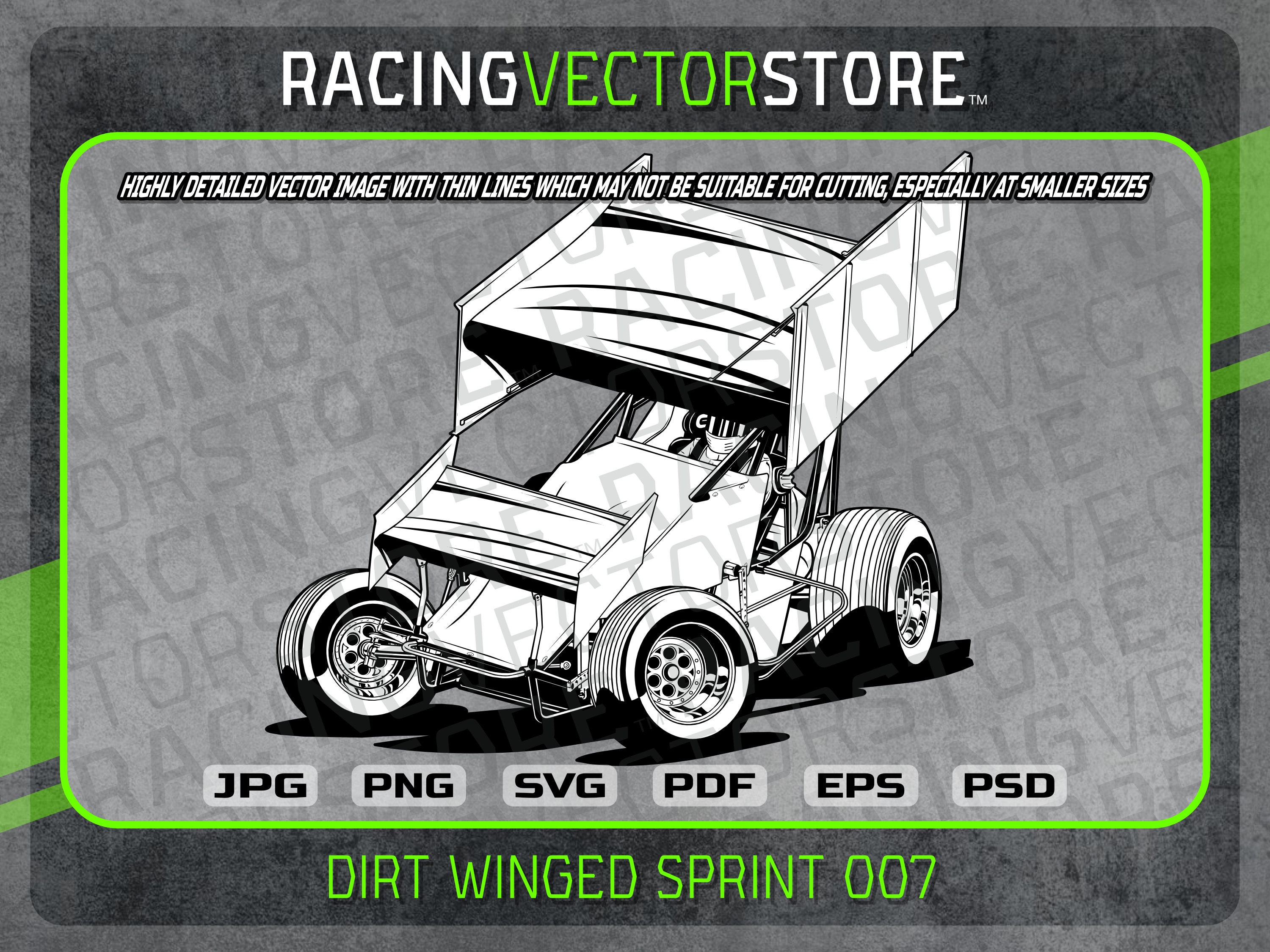 Dirt Track Winged Sprint Car Race Car Highly Detailed Vector Image in ...