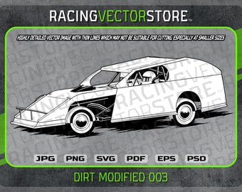 Dirt Track Modified Vintage Race Car Highly Detailed Vector - Etsy