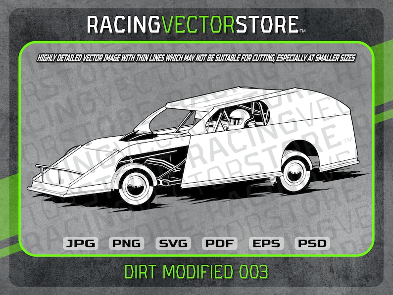 Dirt Modified Race Car Detailed Vector Image in .svg .ai .eps .pdf .png ...