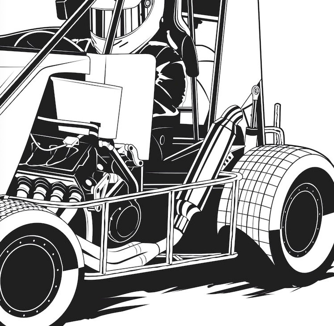 Dirt Micro Sprint Mini Sprint Race Car Highly Detailed Vector Image in ...