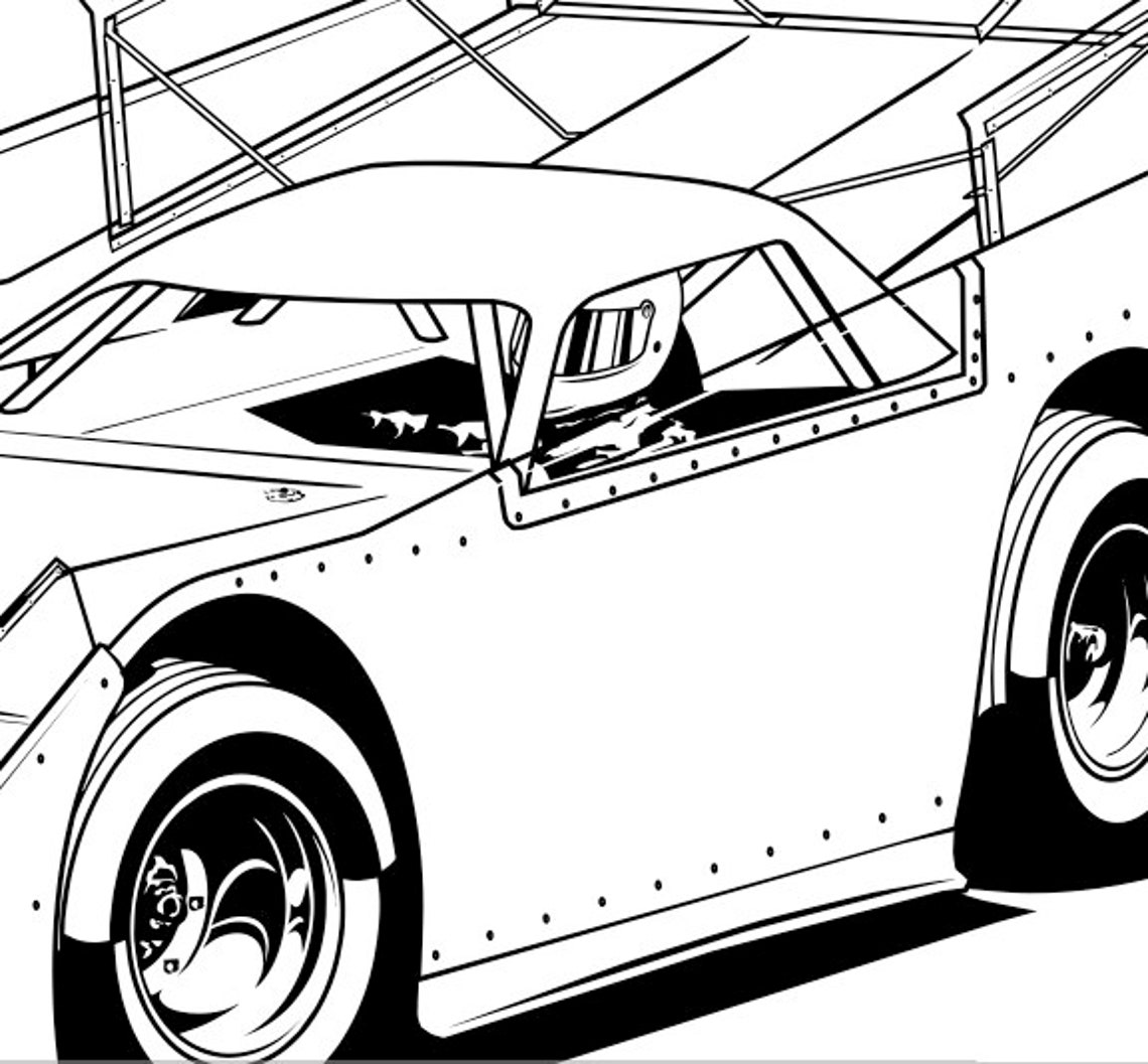 Dirt Late Model Vintage Wedge Race Car Highly Detailed Image in .svg ...