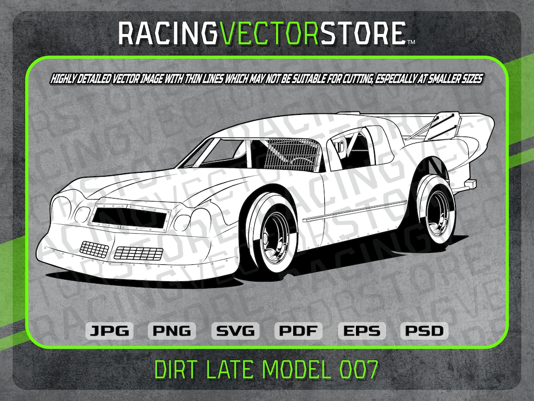 Dirt Late Model Vintage 1970 S Race Car Highly Detailed Image In Svg