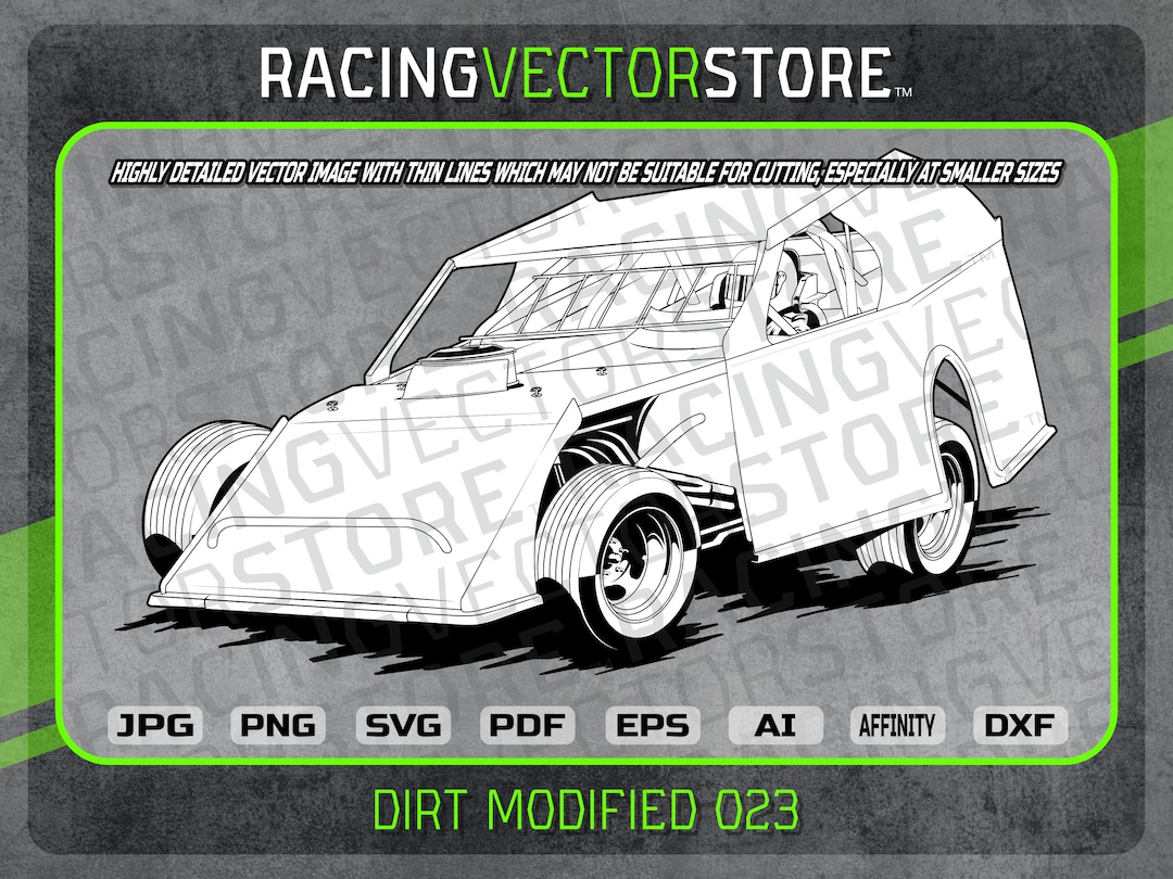 Dirt Modified Race Car Highly Detailed Vector Image in .svg .eps .pdf ...